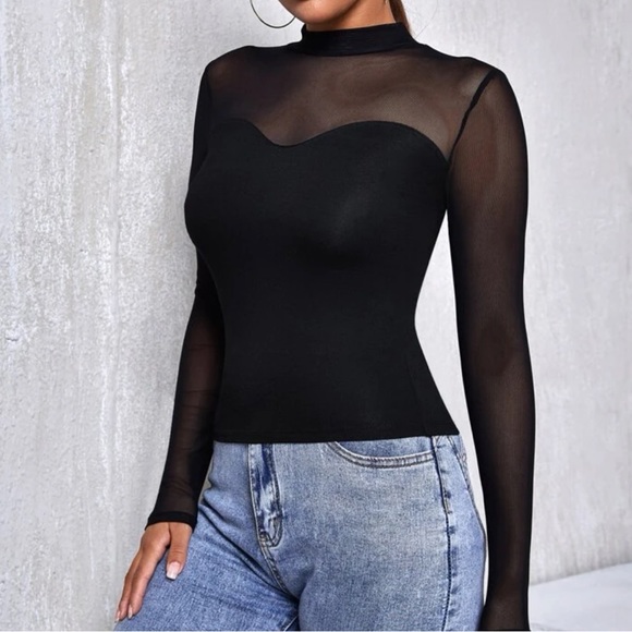 Tops | Mesh Insert Top | Poshmark
